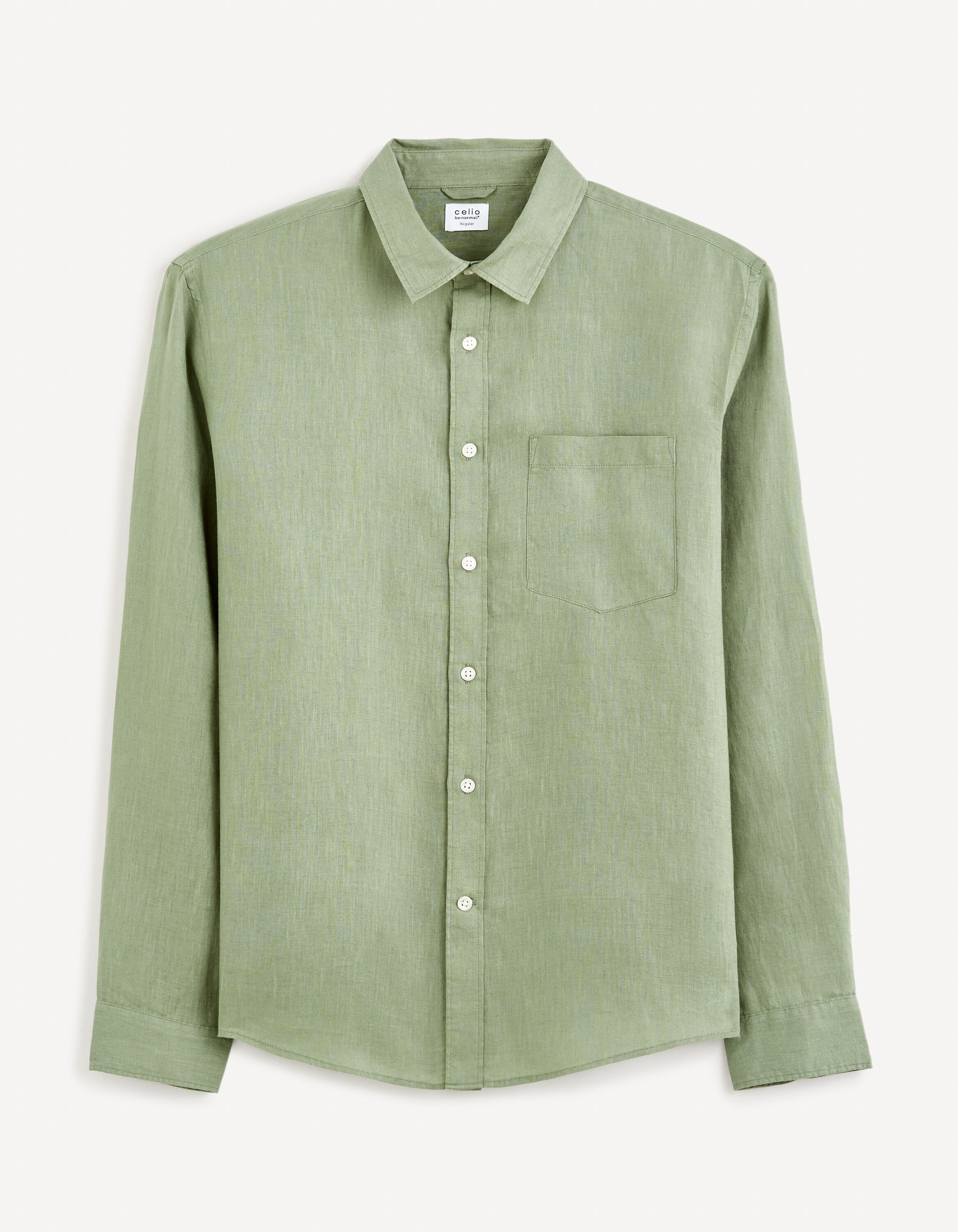 Chemise regular 100% lin - bleu ciel | Celio Tunisie