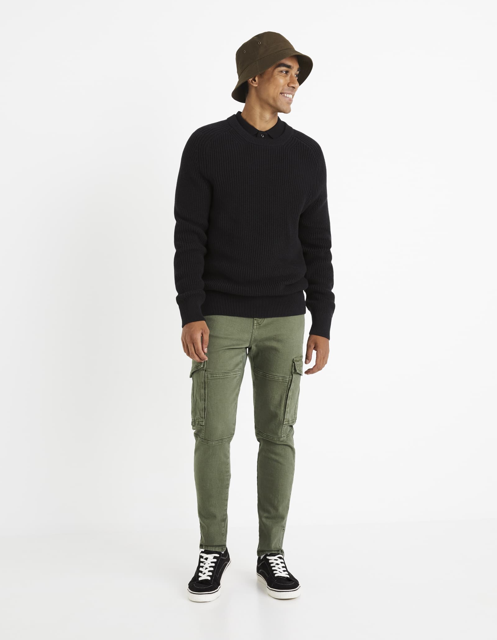 Pull col rond 100% coton - blanc | Celio Tunisie