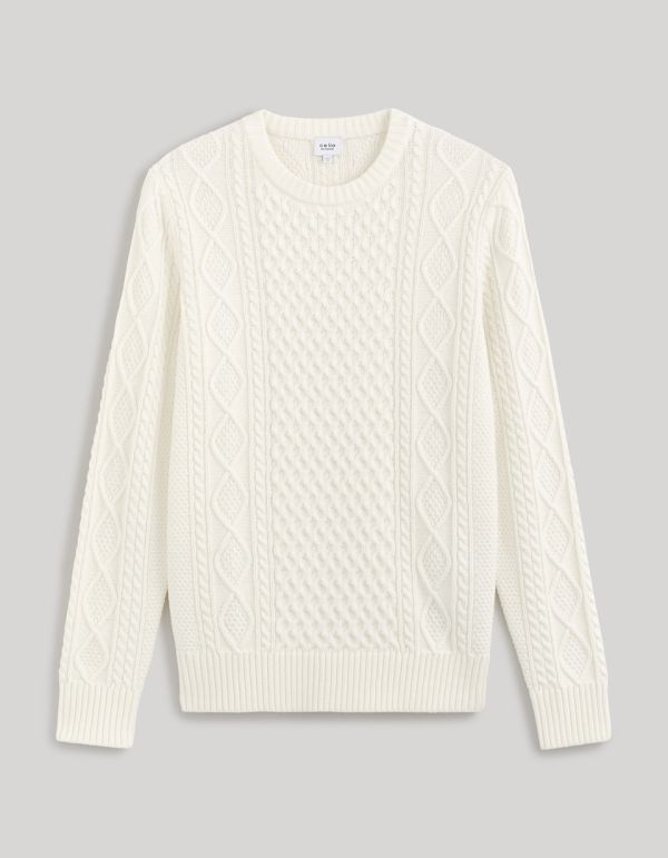 Pull col rond en torsade - écru | Celio Tunisie