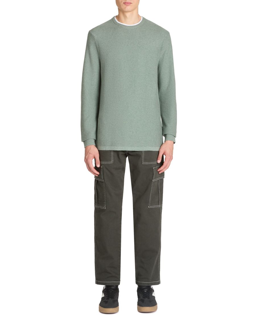 Pull col rond 100% coton - vert | Celio Tunisie