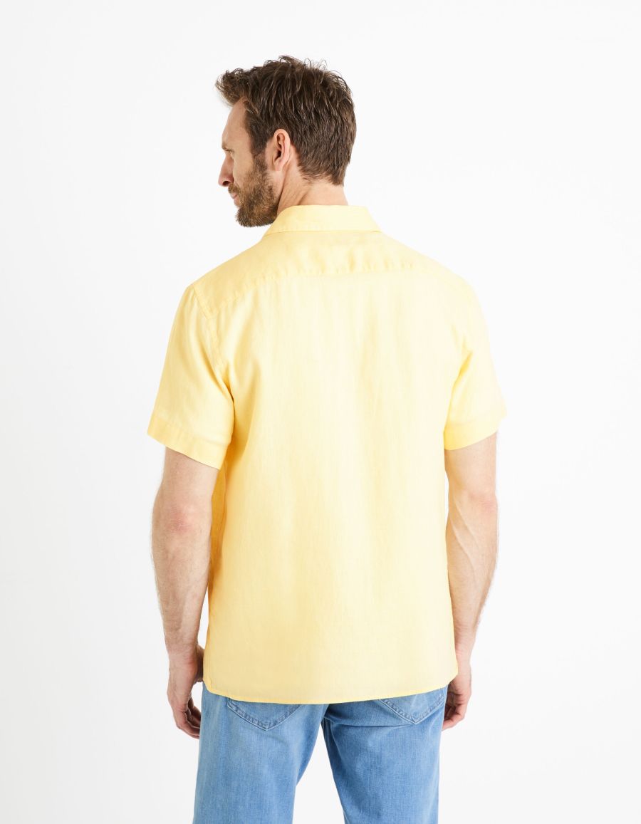 Chemise regular 100% lin - jaune | Celio Tunisie