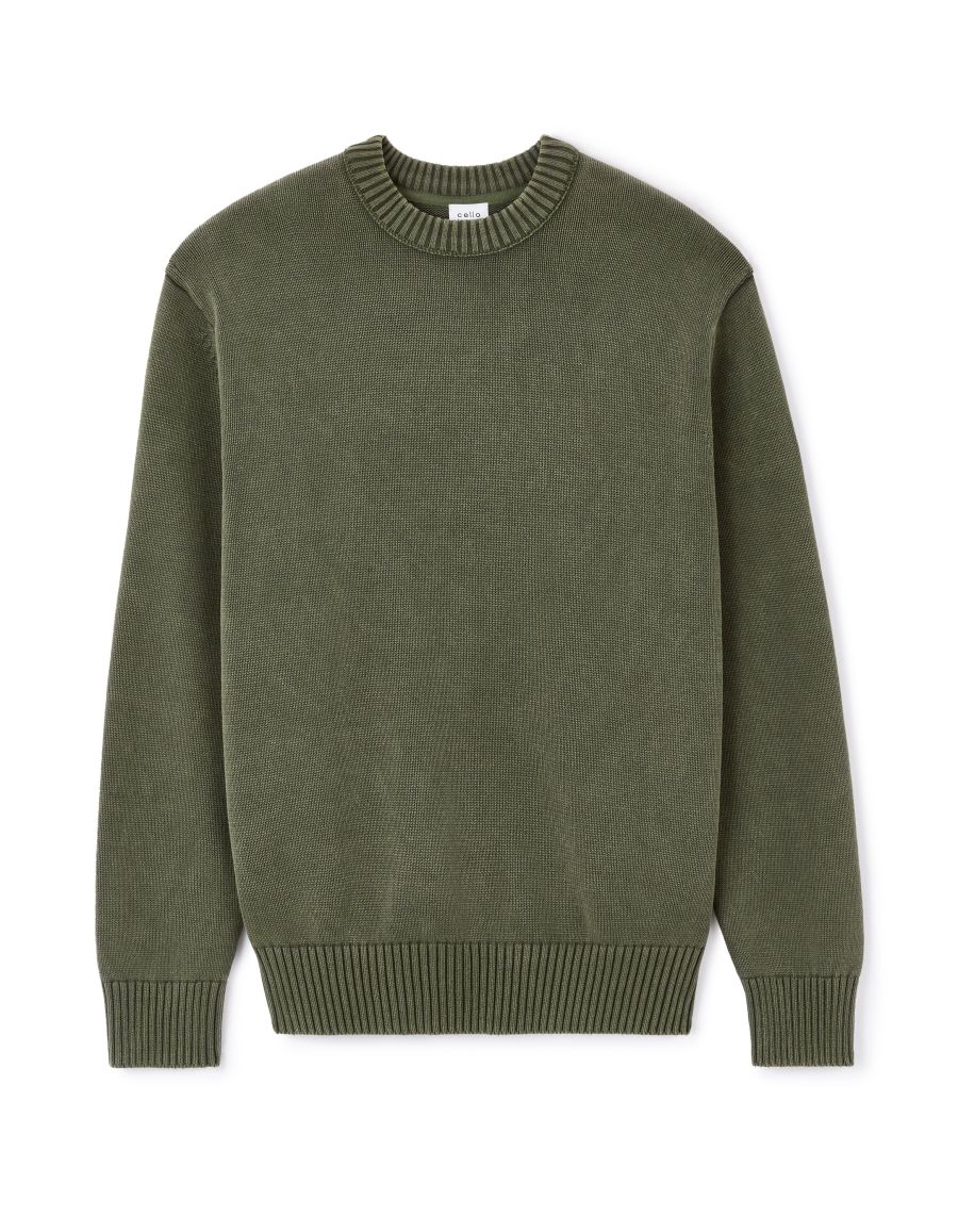 Pull col rond 100% coton - vert | Celio Tunisie