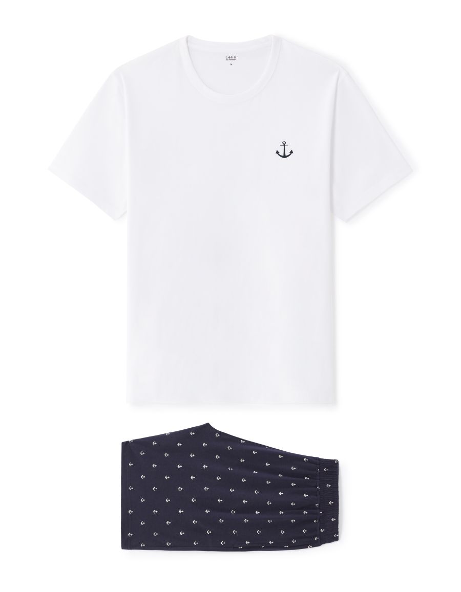 Pyjama short 100% coton - marine | Celio Tunisie