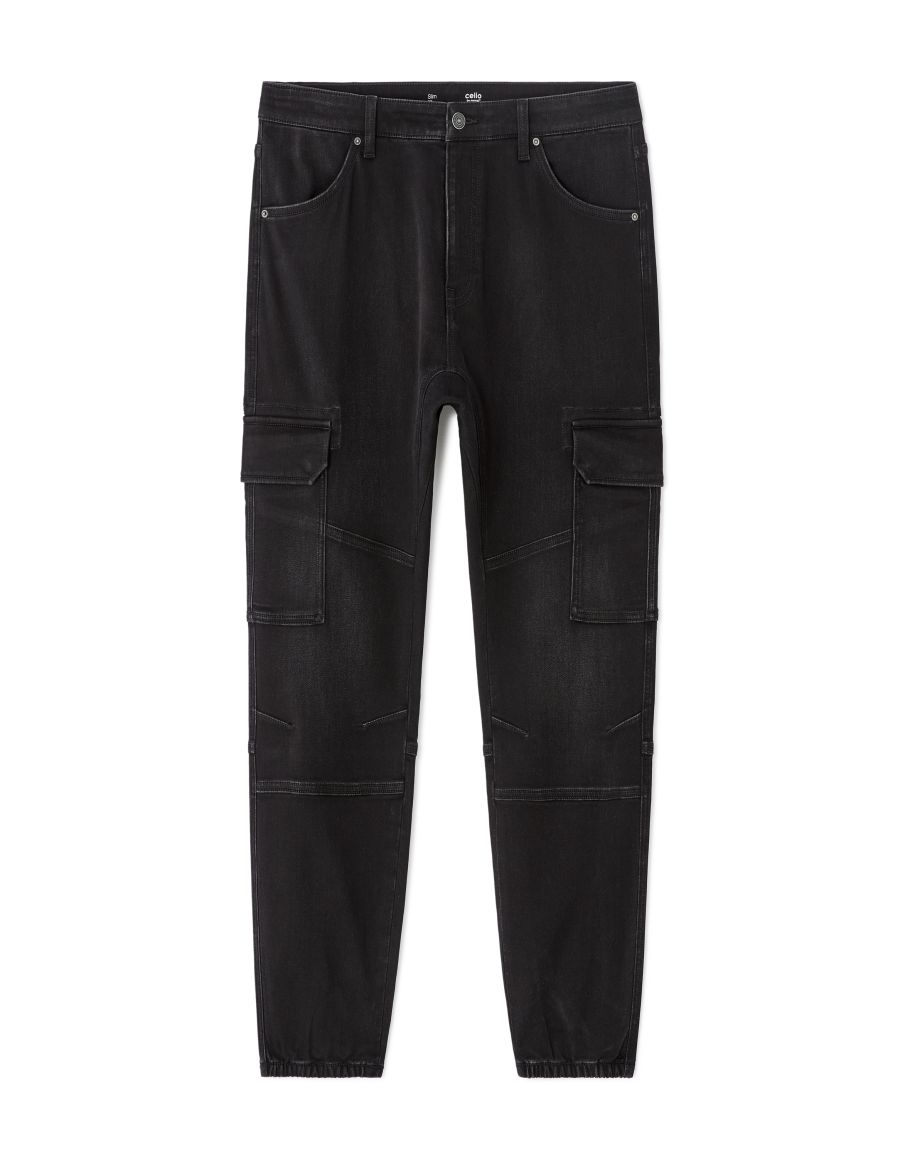 Jean cargo slim coton stretch - noir | Celio Tunisie