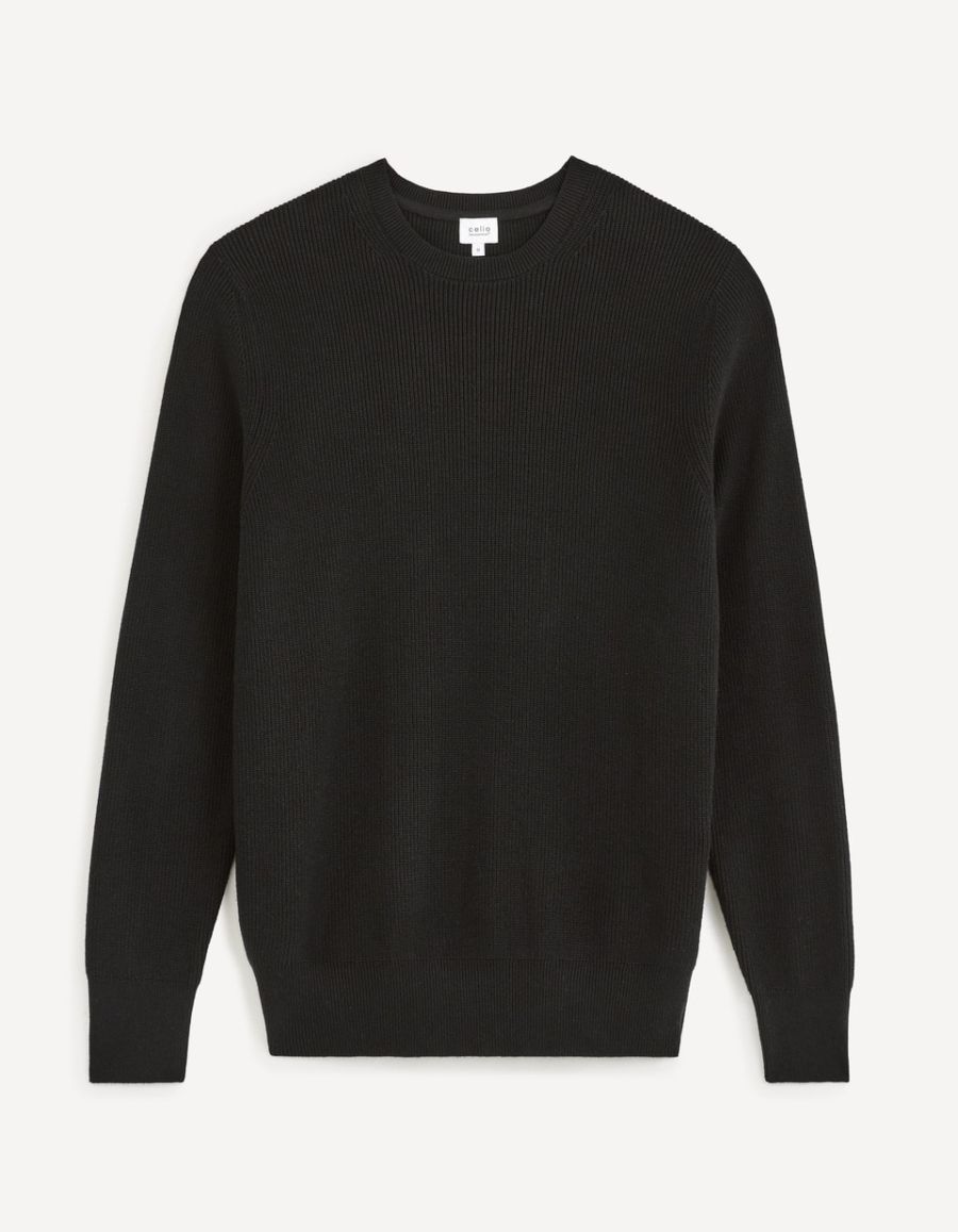 pull col rond 100% coton - noir | Celio Tunisie