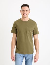 T-shirt col rond straight 100% coton - kaki | Celio Tunisie