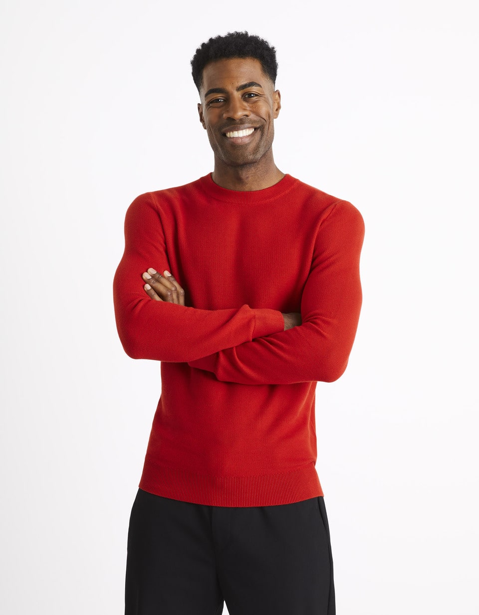 Pull col rond 100% coton - rouge | Celio Tunisie